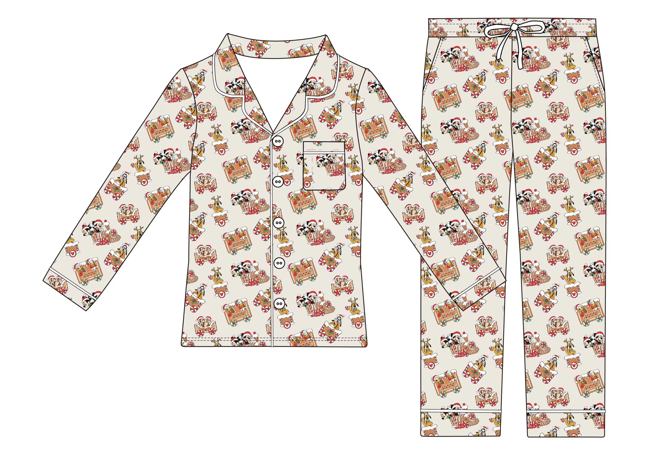 The Gingerbread Express: Womens Button-Up Set – Jammies